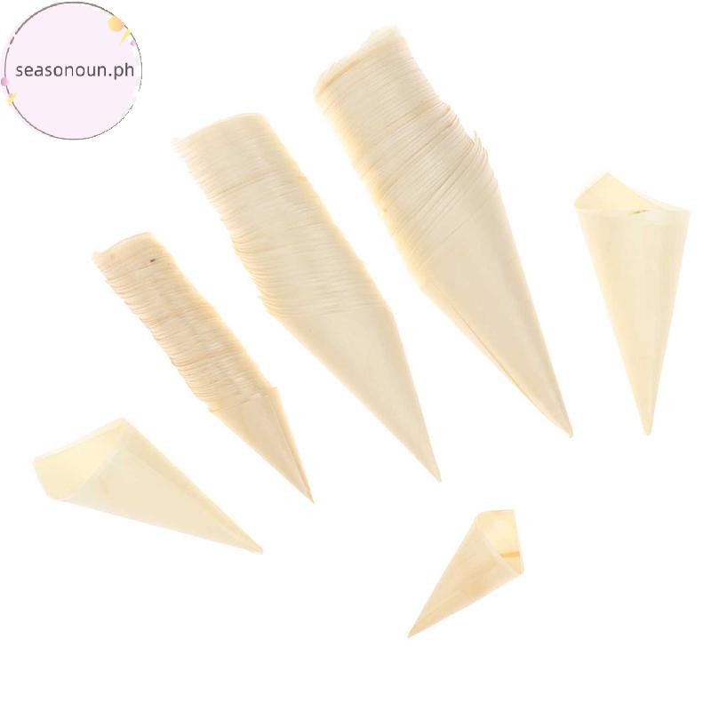 seasonoun 50pcs Disposable Wood Appetizer Cones Ice Cream Cone Cups ...