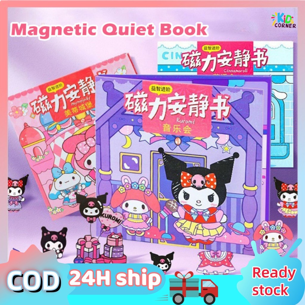 Cartoon Magnetic Kuromi Paper Doll House Book Set Sanrio Quiet Book DIY ...
