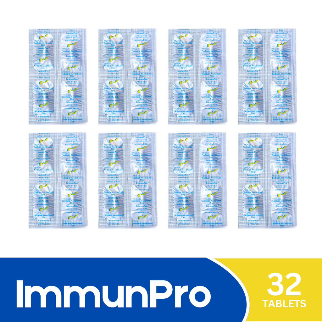 ImmunPro SodiumAscorbate Zinc 500mg 32 pcs Vitamin Mineral Film Coated ...