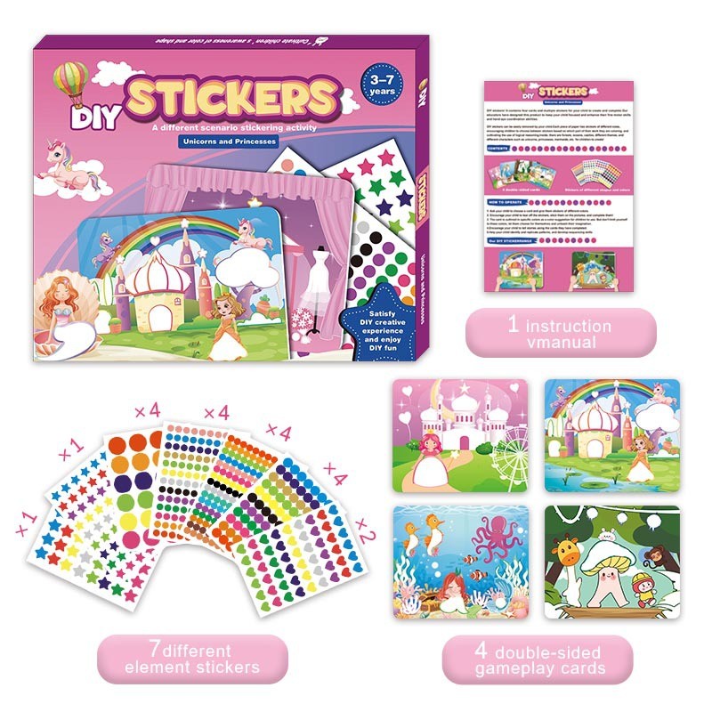 DIY Guka Stickers Unicorn and Princess Design Guka Sticker Set Kids ...
