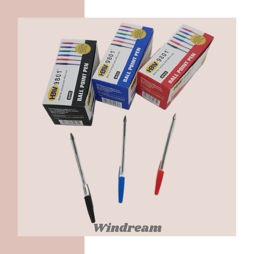HBW 9801 Ballpen 50pcs per box multi color | Shopee Philippines
