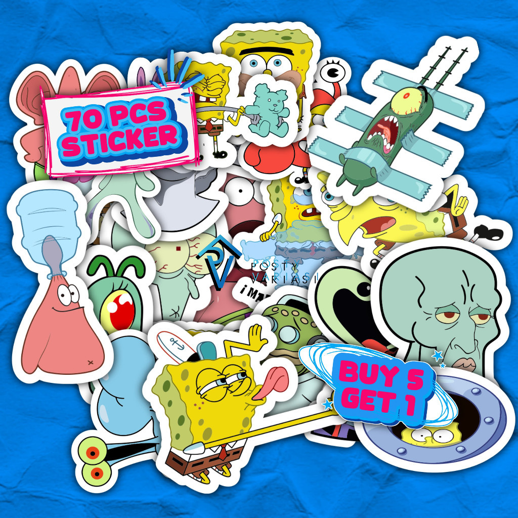 70 PCS Spongebob Squarepants Sticker Pack for Laptop Tumbler HP Case ...