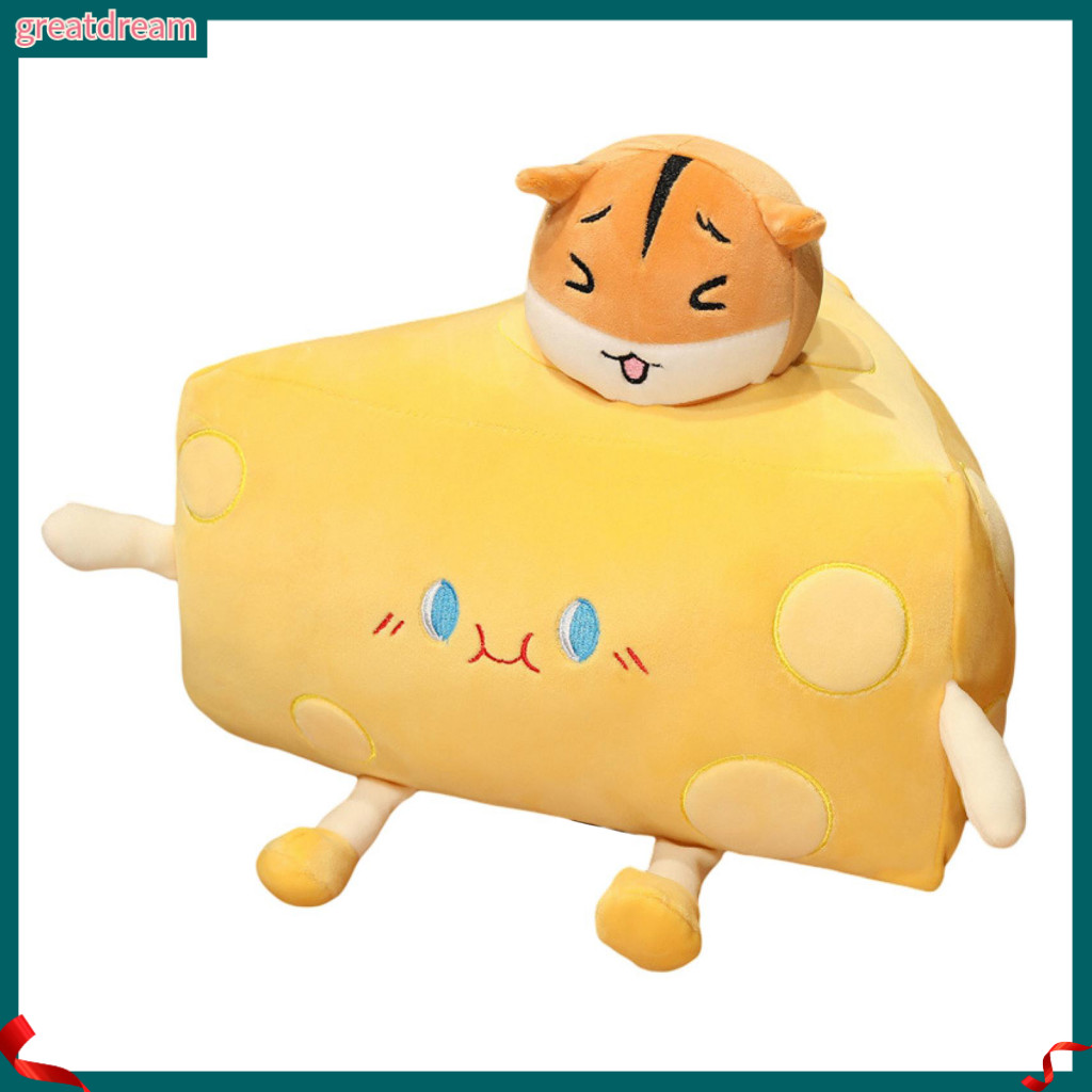 greatdream| Cheese Plush Toy Lovely Cat Hamster Rabbit Eat Stealthily ...