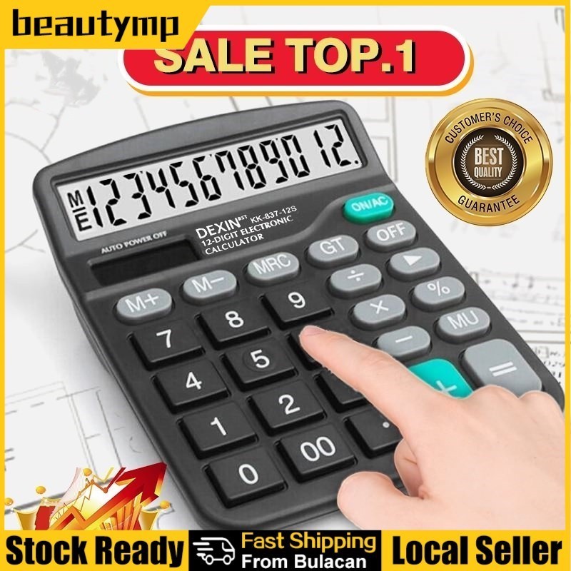 12-digit Display Electronic Calculator Multi-function Large Button Dual ...