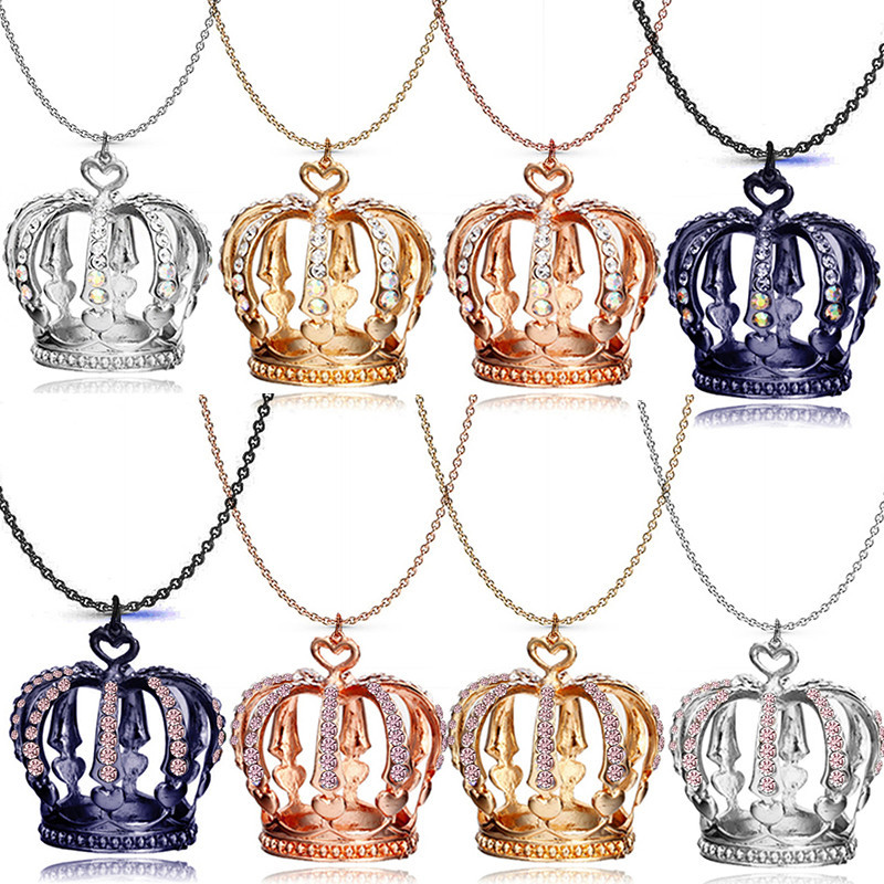 European American Large Size Crown Pendant Sweater Chain Clavicle ...