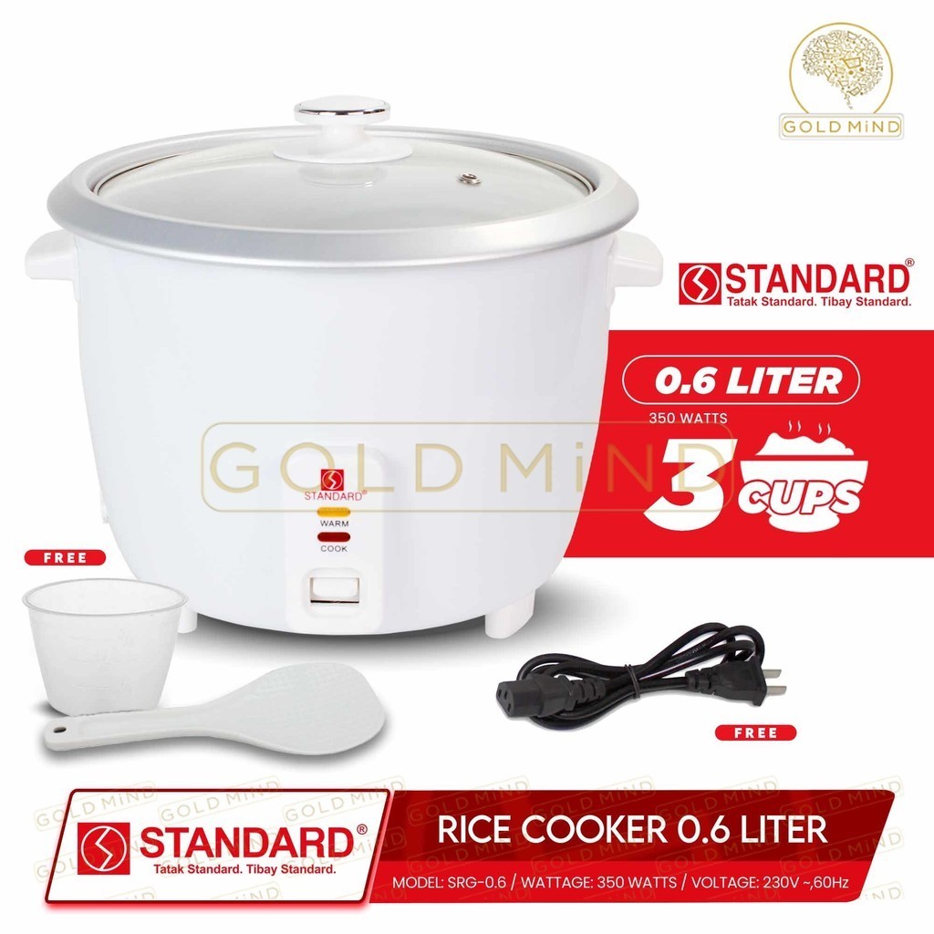 Standard Rice Cooker 0.6L 350W (Plain White) -Gold Mind | Shopee ...