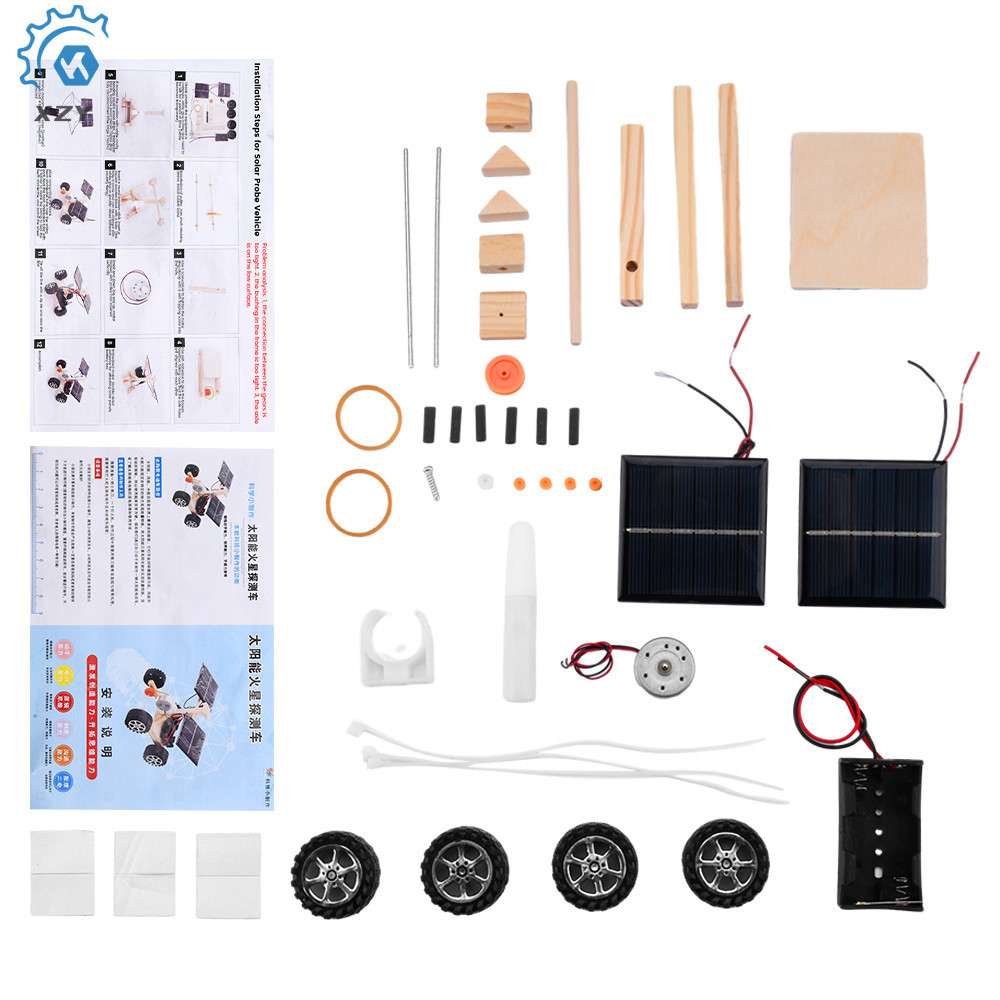 Wooden Solar Remote-Controlled Racing Car Model Diy Maker Kit Children ...
