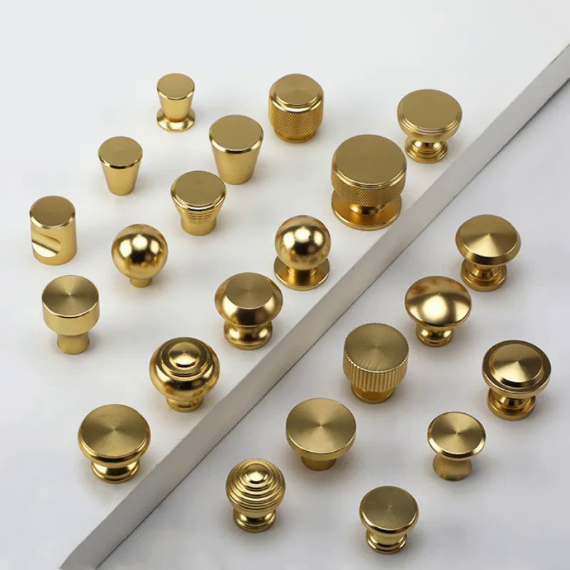 Gold Aluminum Single Hole Handle Modern Wardrobe Drawer Round Knob ...