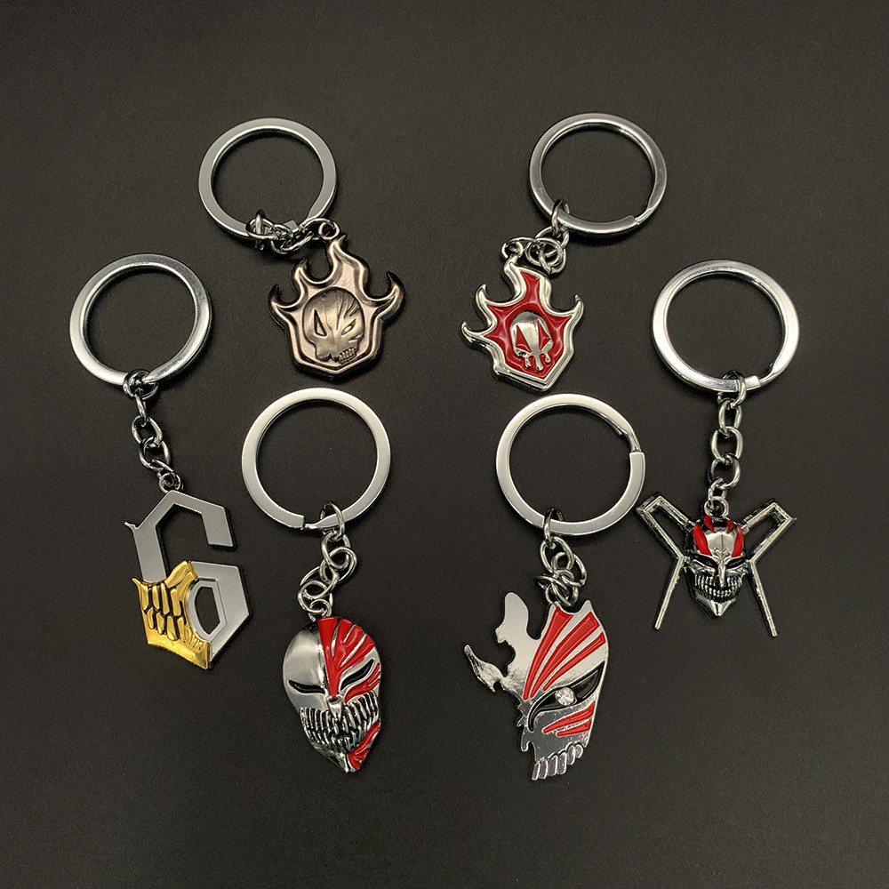 Anime Bleach Keychain Kurosaki Ichigo Mask Key Chain Death Skull Silver ...