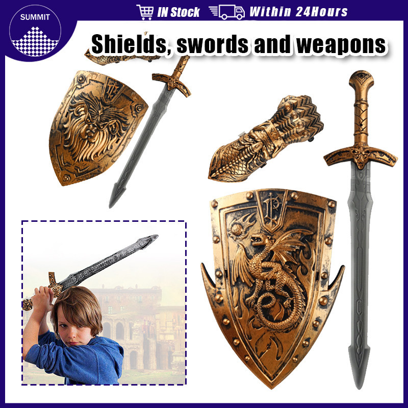 Sword and Shield Set Ancient War Toys Plastic Sword Shield Wrister Axe ...