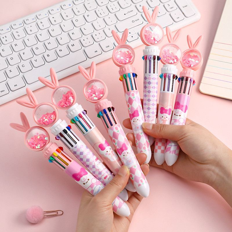 MOHAMM 1pc Kawaii Cartoon Sequin Rabbit Ballpoint Pen 10 Colors Pen ...