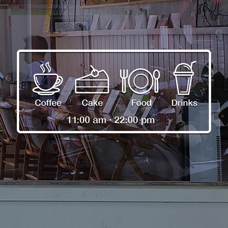 Milk Tea Coffee Shop Business Hours Sticker Glass Sticker Cake Drink ...