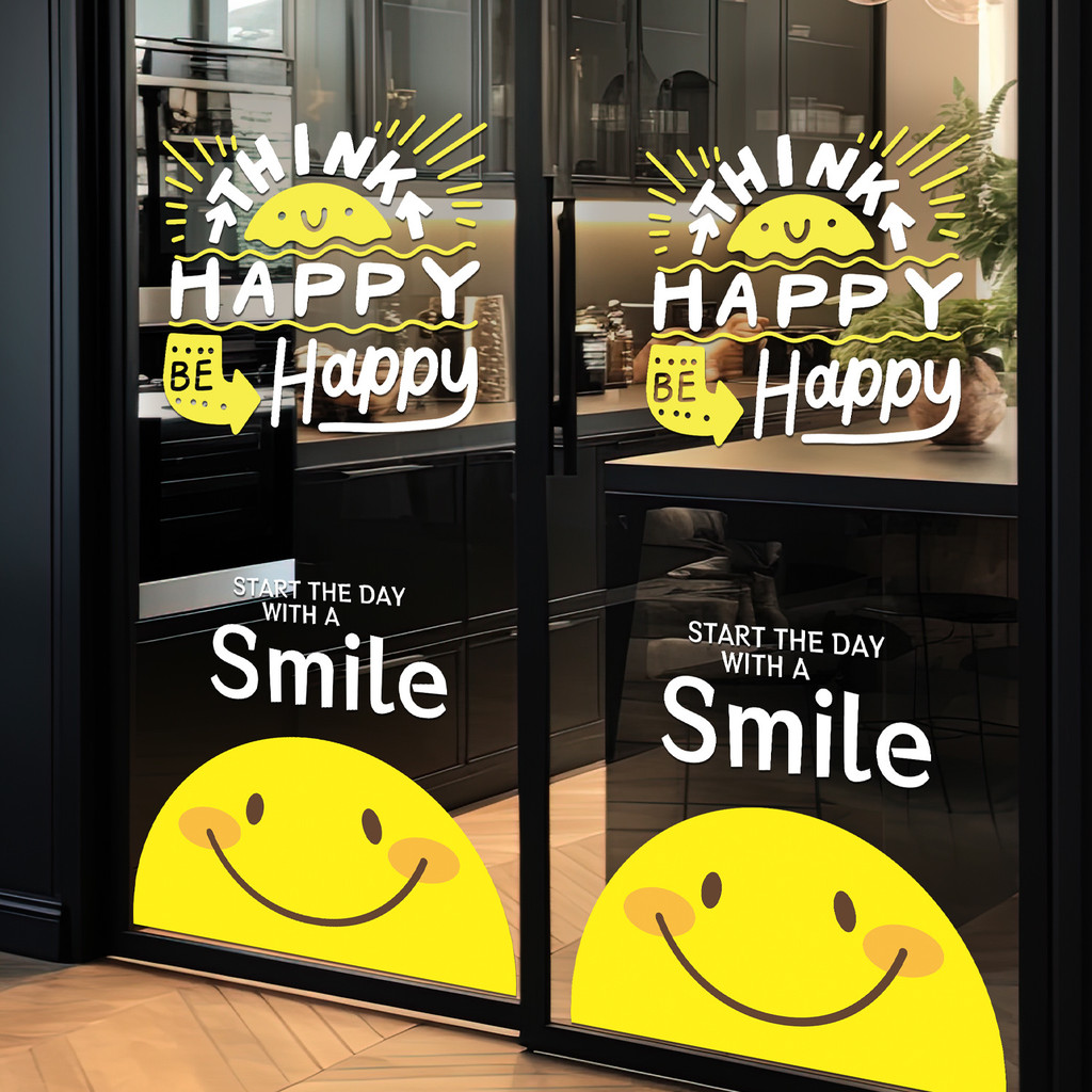 Shop/family Glass Door Sticker Cute Cartoon Smiley Face Pattern Window ...