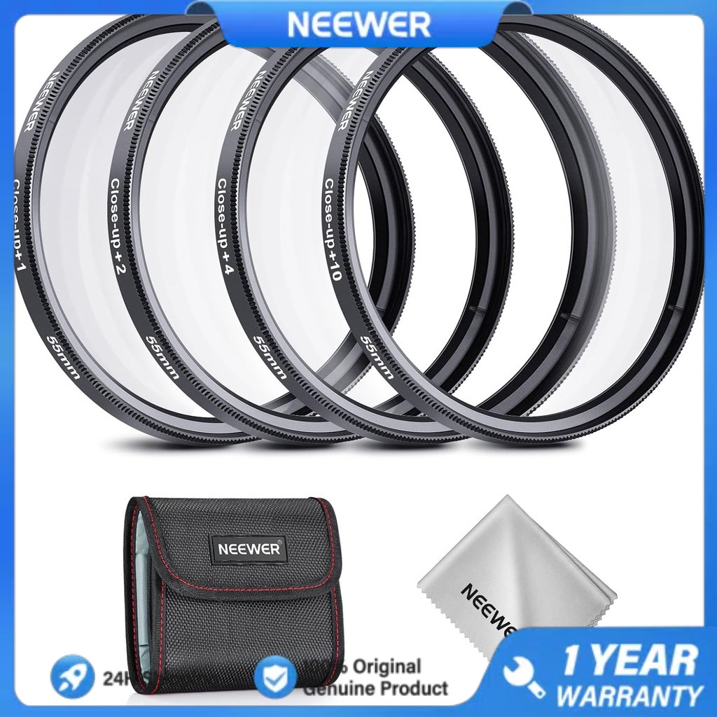 NEEWER 55mm Macro Close Up Lens Filter Kit (+1, +2, +4, +10) for Macro ...
