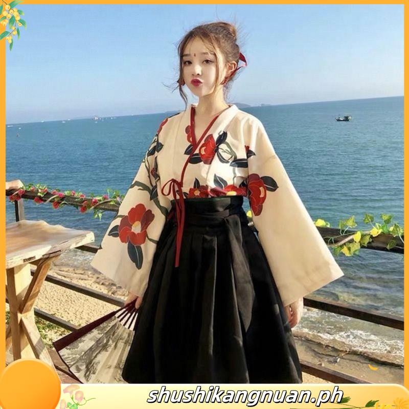 Kimono Sakura Japanese Style Floral Print Vintage Dress Woman Oriental ...