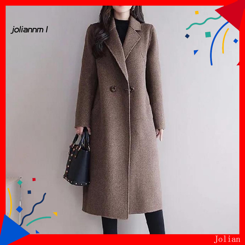 [JM] Autumn Winter Woolen Coat Solid Color Woolen Coat Stylish Women's ...