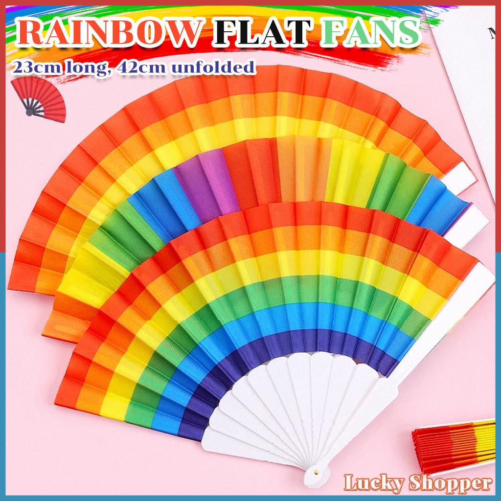7 inch Children's Craft Folding Fan Rainbow Flat Fans Kindergarten ...