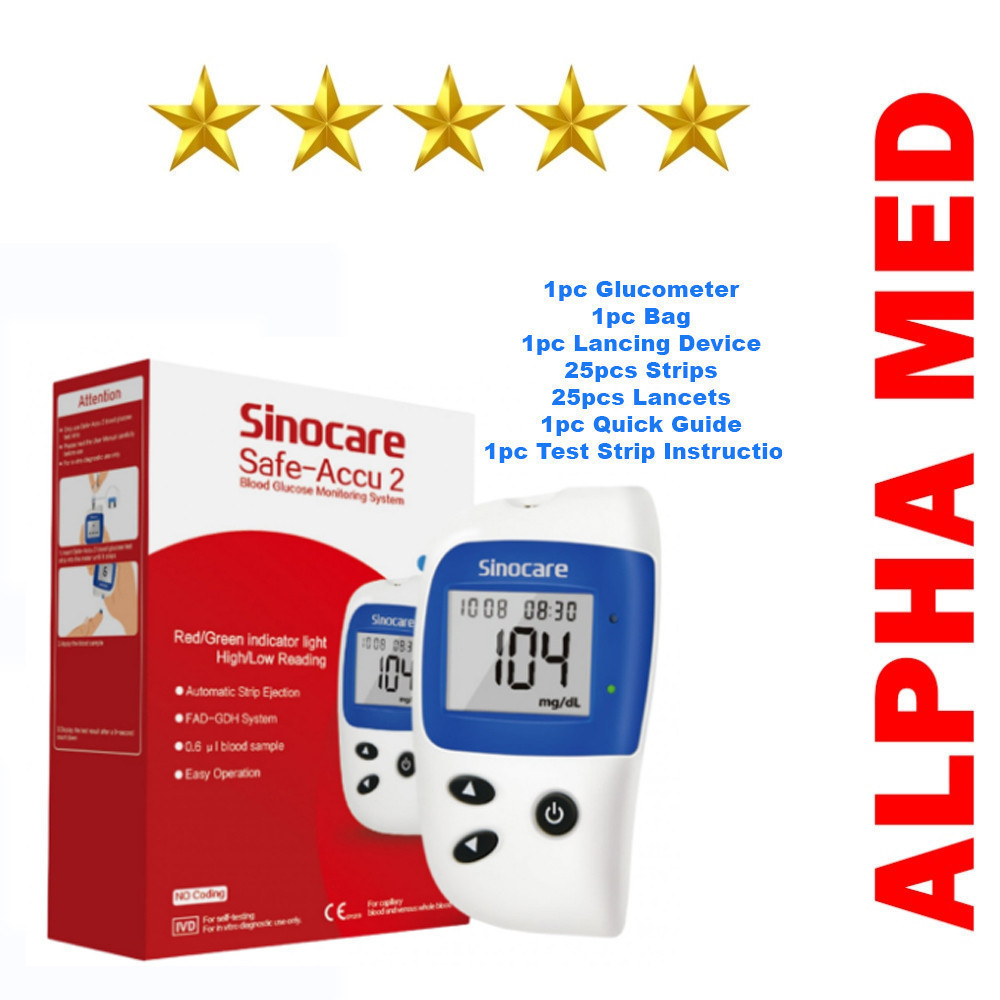 Glucometer Sinocare Machine (Sino Safe-Accu 2 Blood Glucose Meter ...