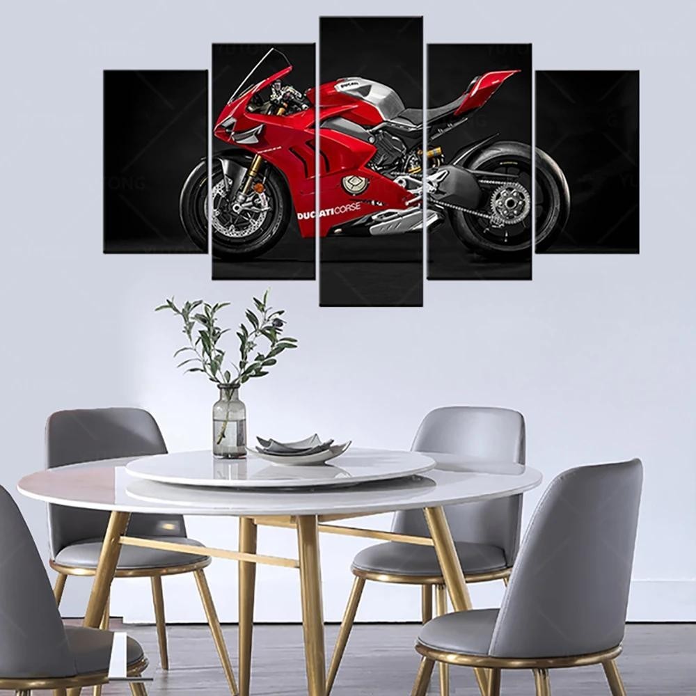 Ducati Panigale V4 R Race Motorcycle Poster 5 Pieces Wall Art Canvas ...
