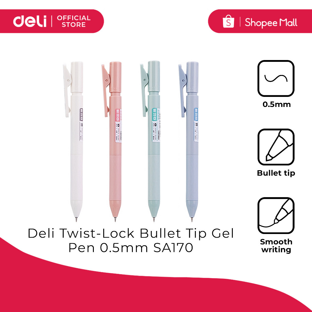 Deli SA170 Twist-Lock Bullet Tip Gel Pen 0.5mm | Shopee Philippines