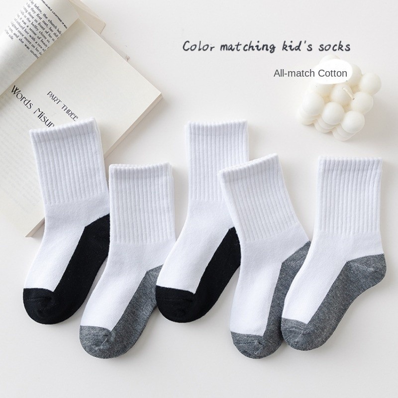 Pure White Children's Student Socks Four Seasons Black White Gray ...