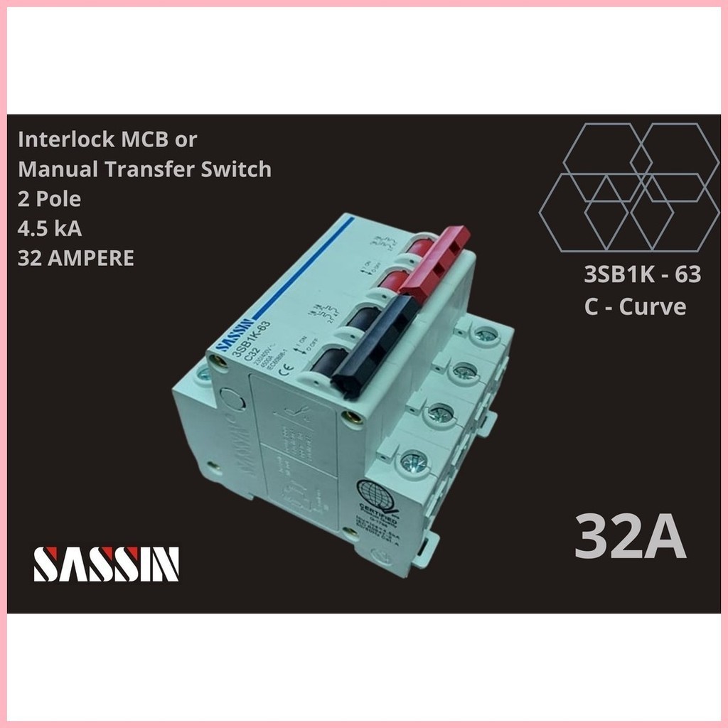 ☃ ♂ SASSIN Manual Transfer Switch / Interlock MCB ( 32A or 63A ...