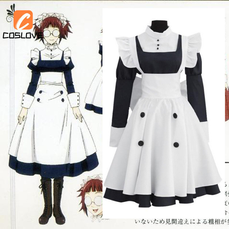 Anime Blackbutler Mey Rin Cosplay Full Set Dress Classic Black White
