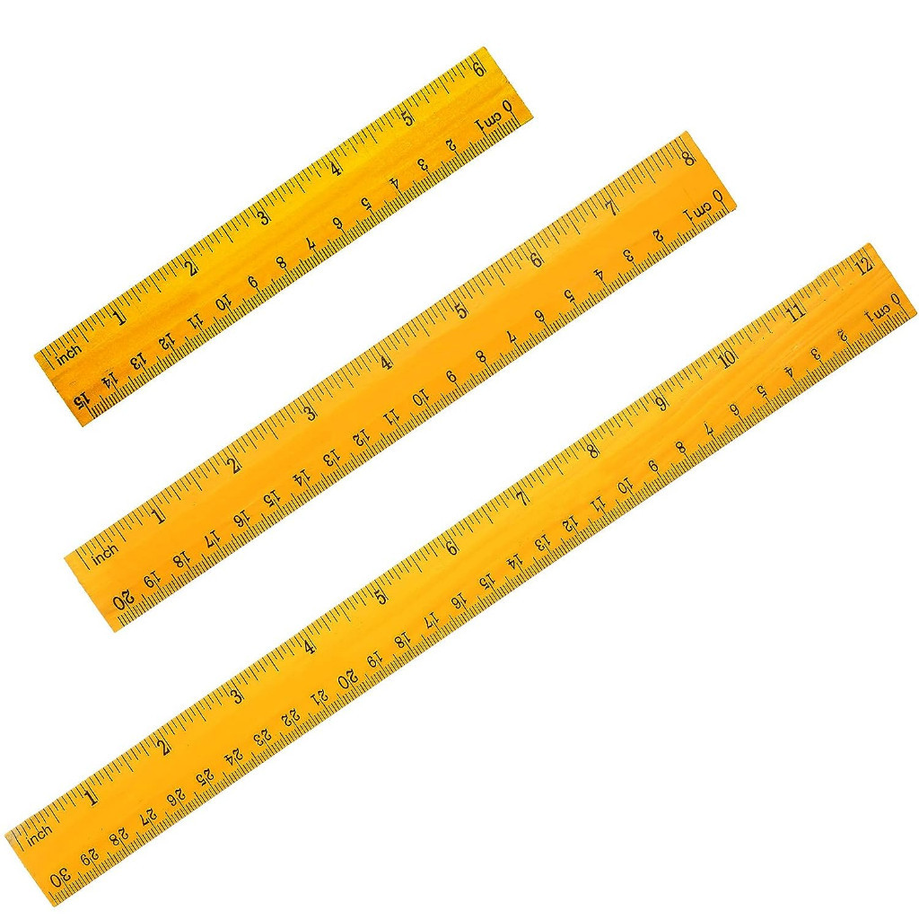 (.HOMEY) SCHOOL SUPPLIES 30CM Yellow Wooden Ruler Metric Straight ...