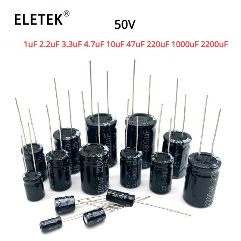 Aluminum Electrolytic Capacitor 50V 1uF 2.2uF 3.3uF 4.7uF 10uF 47uF 220uF 1000uF 2200uF | Shopee ...