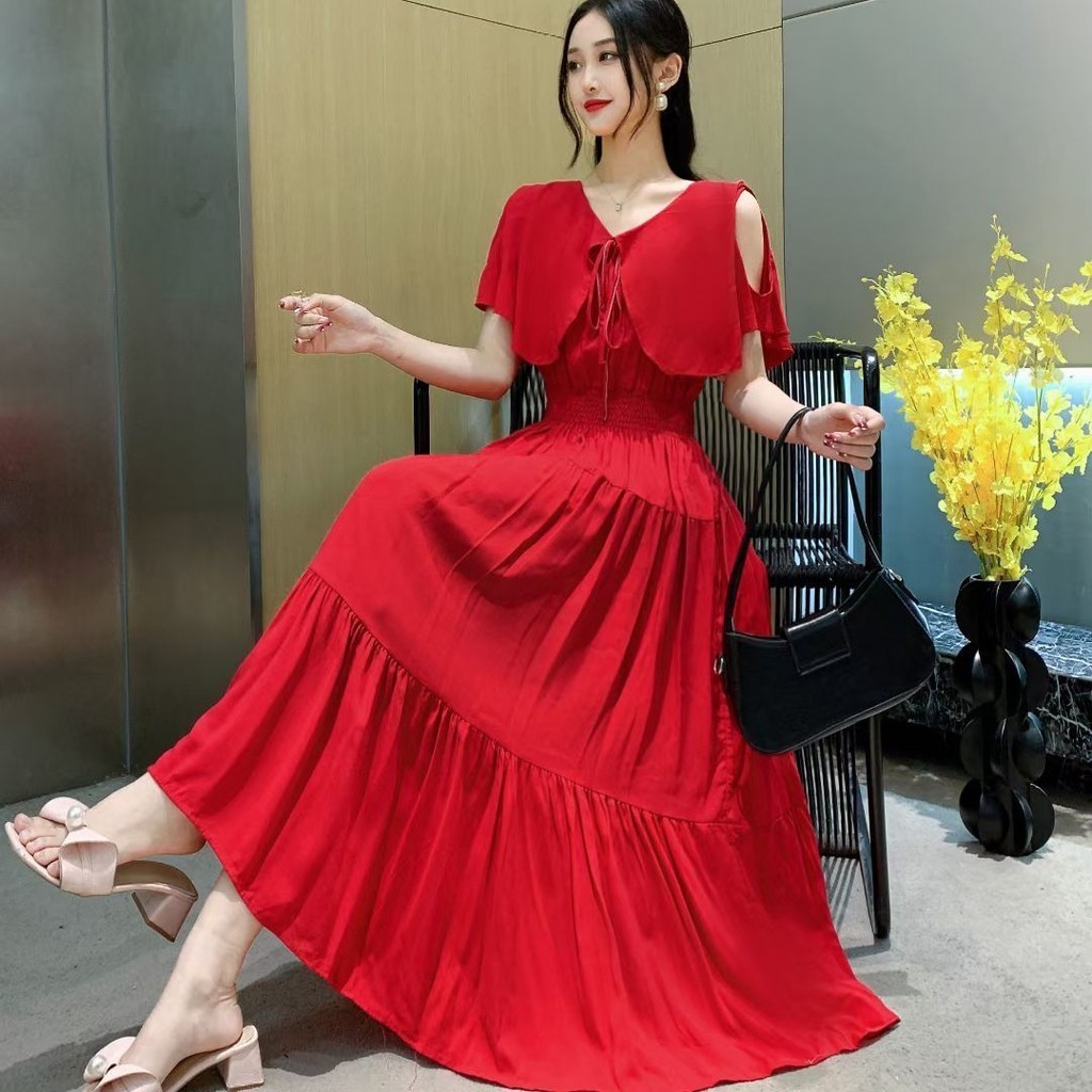 Bohemian Solid Color Cotton Silk Dress Large Swing Skirt Long Skirt ...