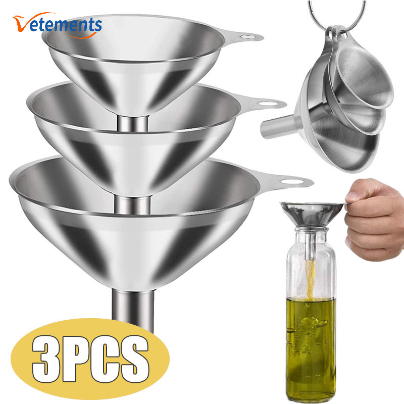 Mini Stainless Steel Kitchen Funnels Set Food Grade Metal Funnels for Filling Bottles Multi-Use ...