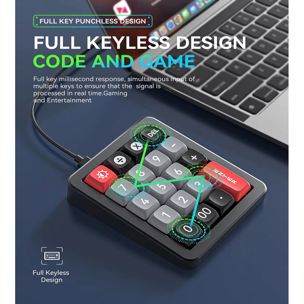 RGB Backlight Aluminum Mechanical Numeric Keyboard 19 Keys Hot ...