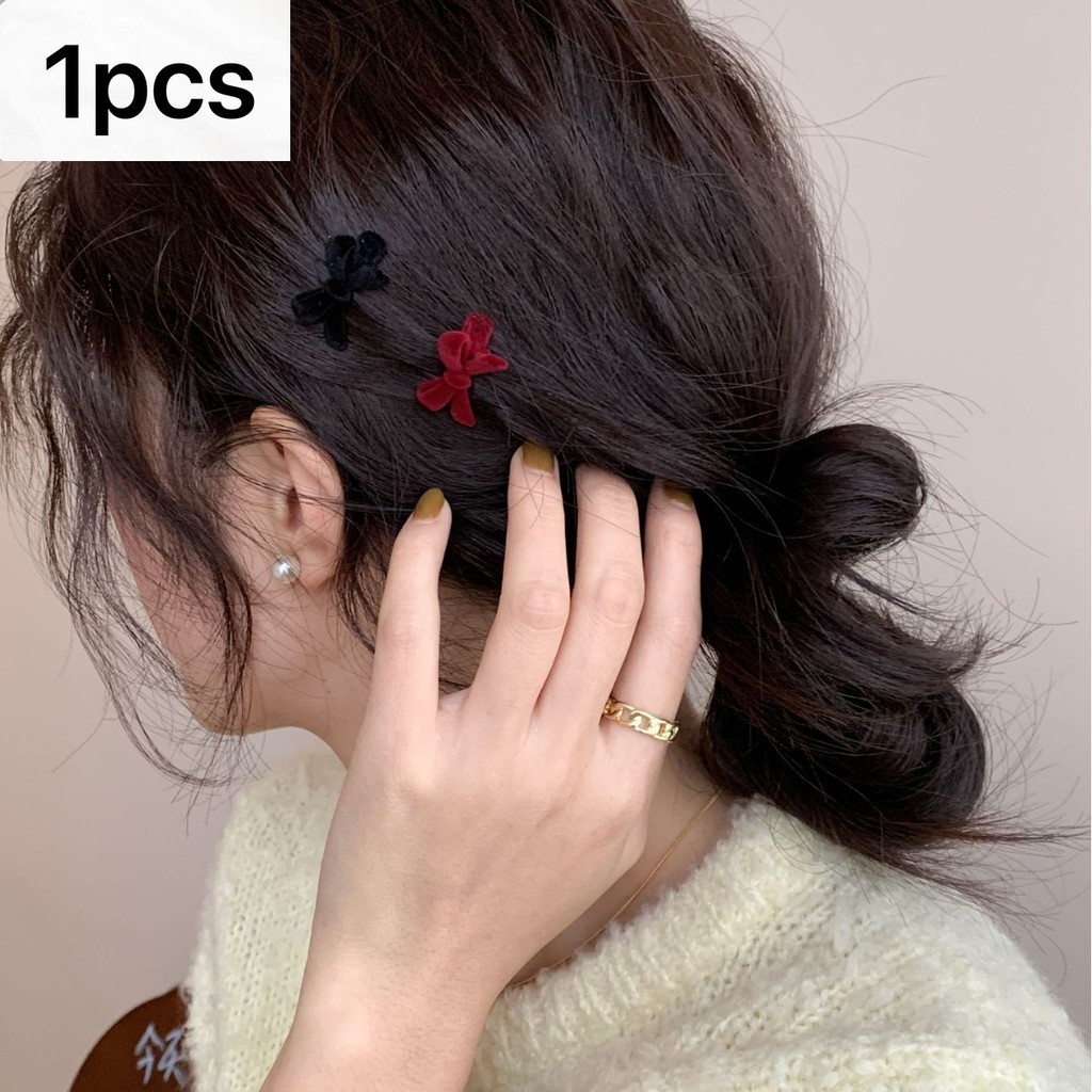 2025 New Style Velvet Bow Small Side Clip Forehead Bangs Duckbill Clip ...