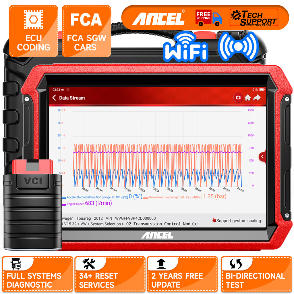 ANCEL DS600 Automotive Super OBD2 Scanner ECU Coding Bi-directional ...