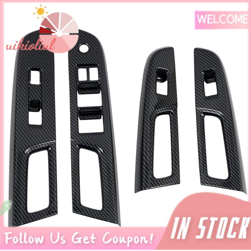 Car Carbon Fiber Window Switch Cover Window Glass Lift Button Trim ...