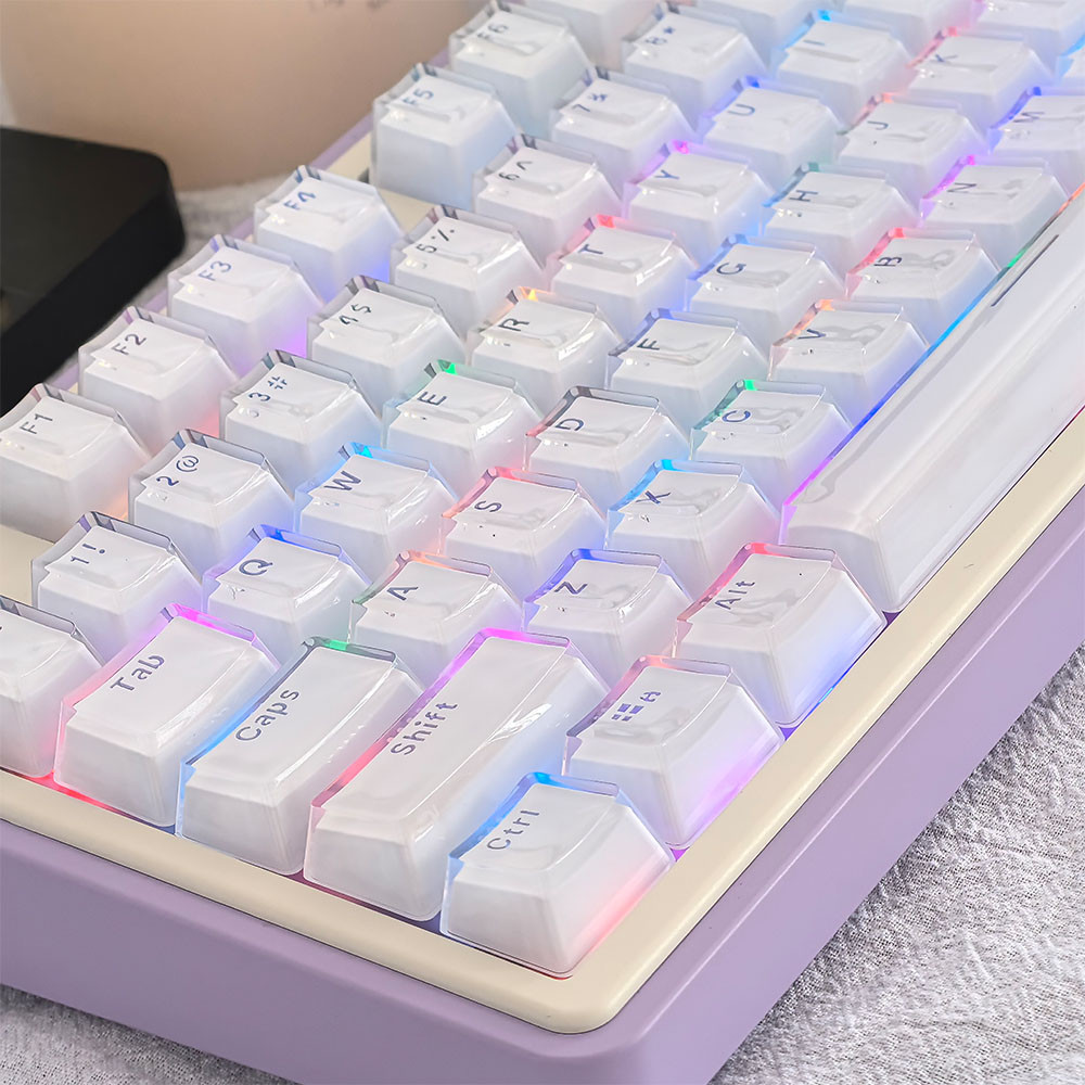 White Jello Keycap OEM Profile 104 Keys PC Double Shot Light ...