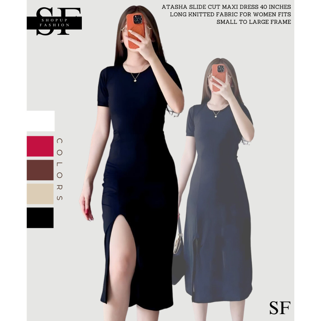 Atasha Slide Cut Maxi Dress for Women Korean Fashion OOTD casual outfit ...