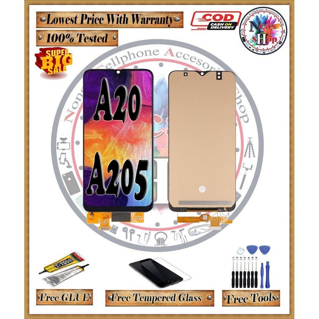 Sam A20 / A205 LCD Quality With Tempered Glass, Complete Tools and T700 ...