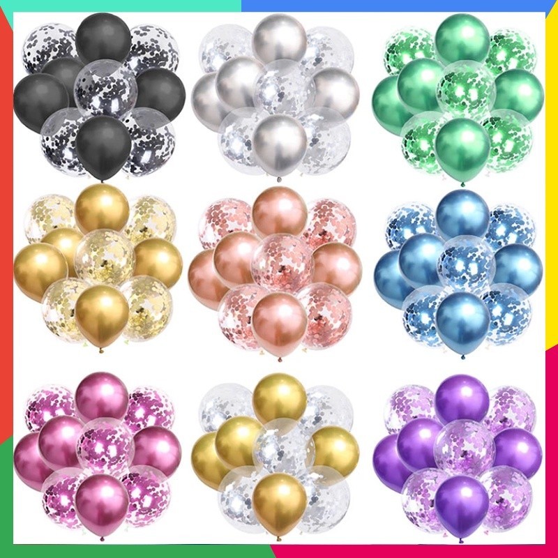 20pcs 12inch Confetti Balloons Chrome Metallic Latex Transparent ...