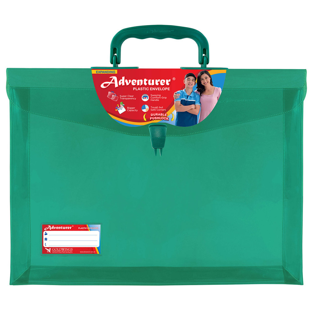 Adventurer Expanding Plastic Envelope Colored Transparent with Handle ...