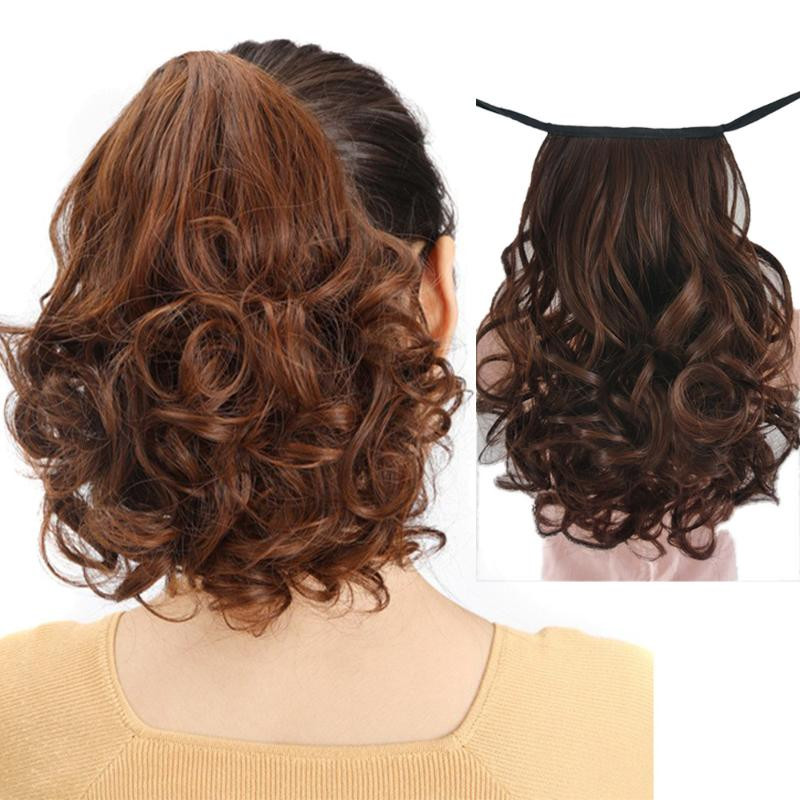 Wig ponytail pear flower curl short ponytail braid high temperature ...
