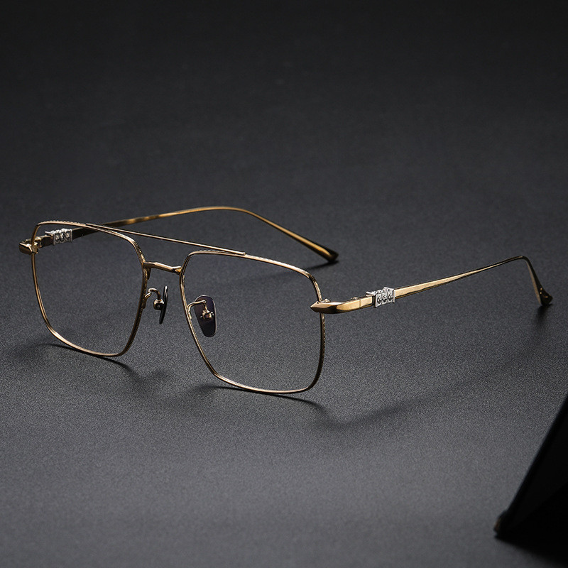 Pure Titanium Square Optical Glasses Frame Large Frame Double Beam ...