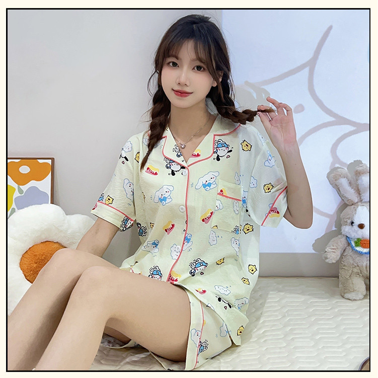 Pyjamas Women Cotton Plus size Sleepwear Woman Short sleeve Pajamas Set ...