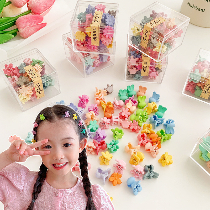 30Pcs/Box Mini Cute Hair Claws Clips for Girls Colorful Hairpin Flower ...