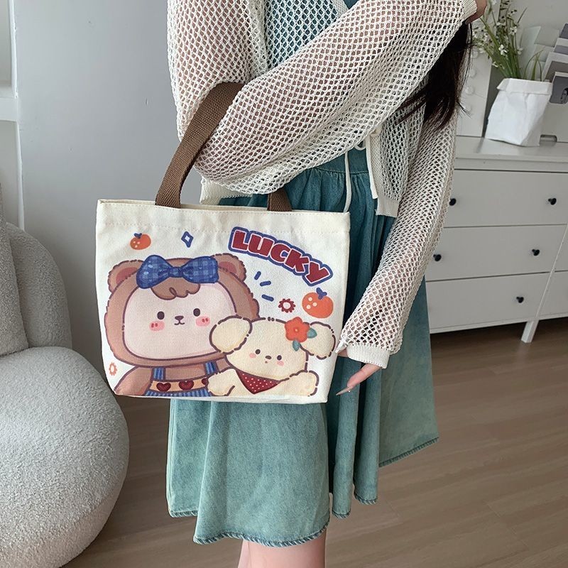 Bag Canvas Bag Student Cartoon Tote Bag Cute Outing Work Commuter Lunch ...
