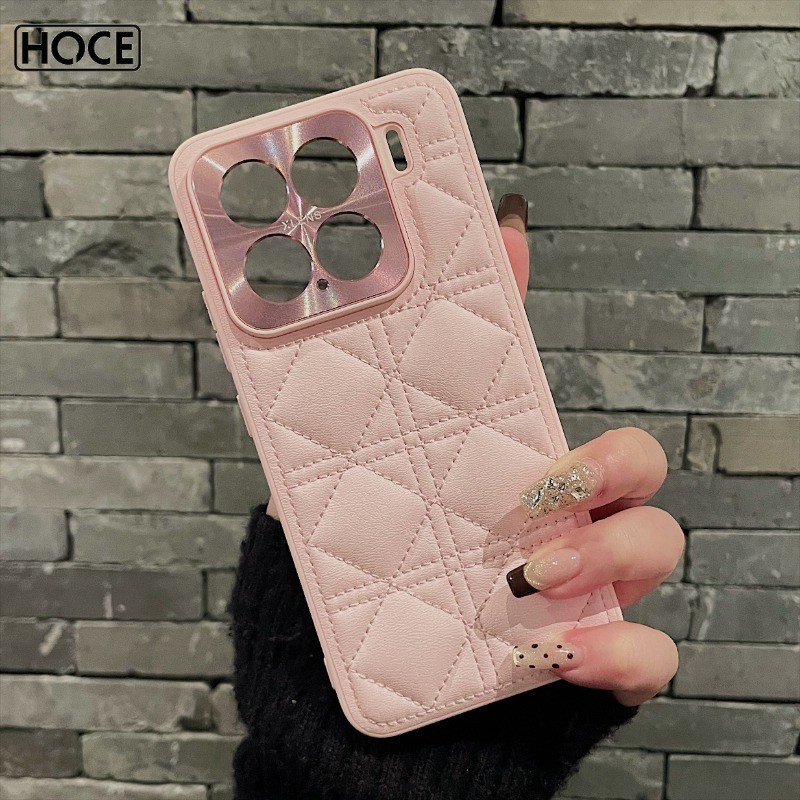 HOCE Grid Pattern PU Leather Phone Case for For XIAOMI 14 15pro Plating ...