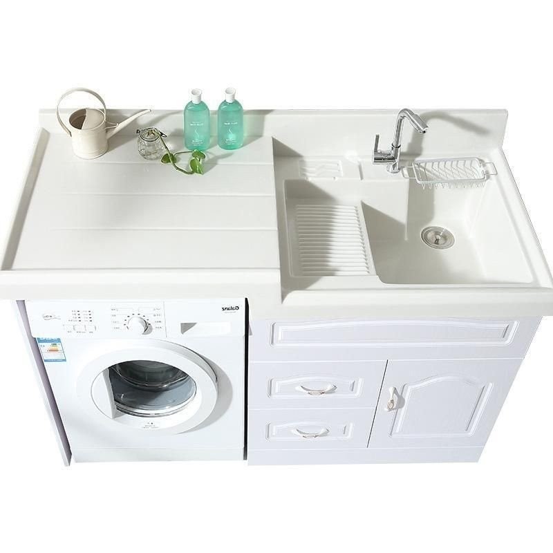 Solid Wood Wash Wardrobe Balcony Combination High and Low Basin with ...