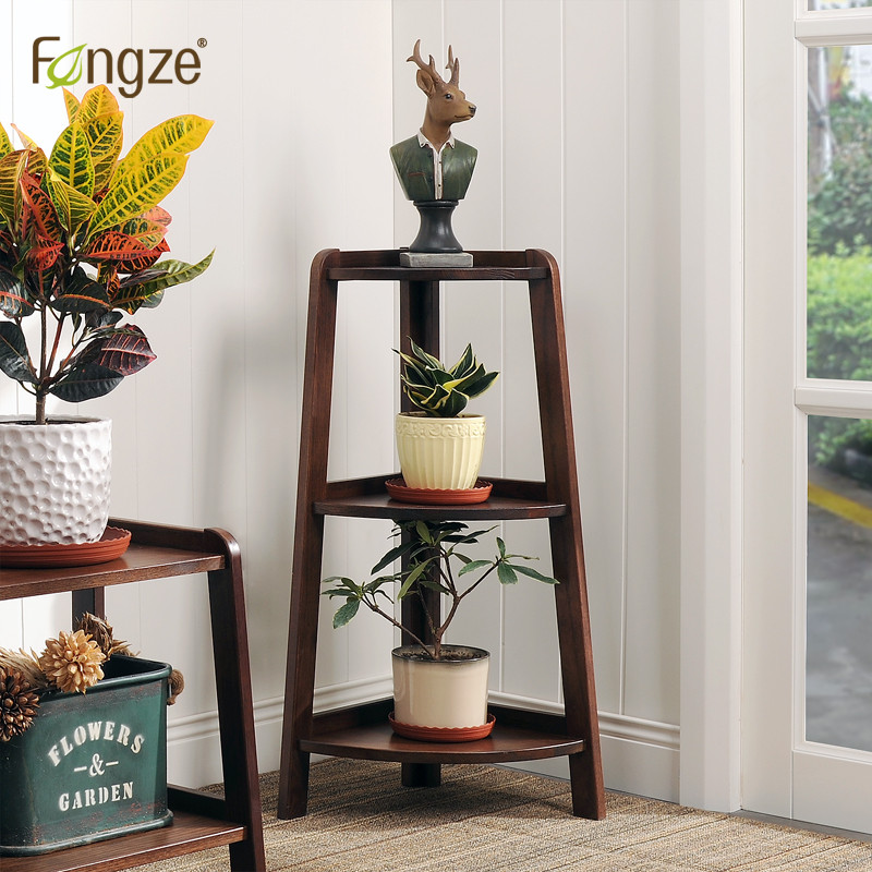 Fengze Minimalist Solid Wood Corner Shelf Floor Corner Flower Stand ...