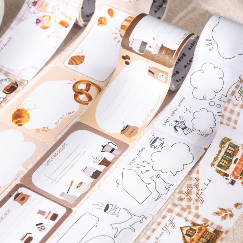 Cdaily|Retro Coffee Theme Note Tape Warm Coffee Diary Sticker Writable ...