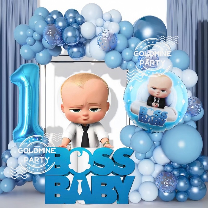 Boss Baby Boss Theme Balloon Garland Arch Blue Number Baby Shower Kids ...